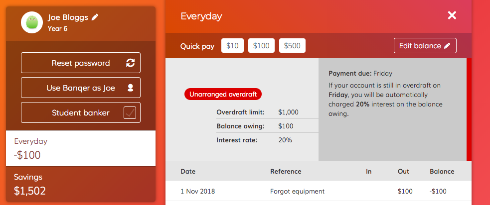 Debiting an account with a zero balance | Banqer